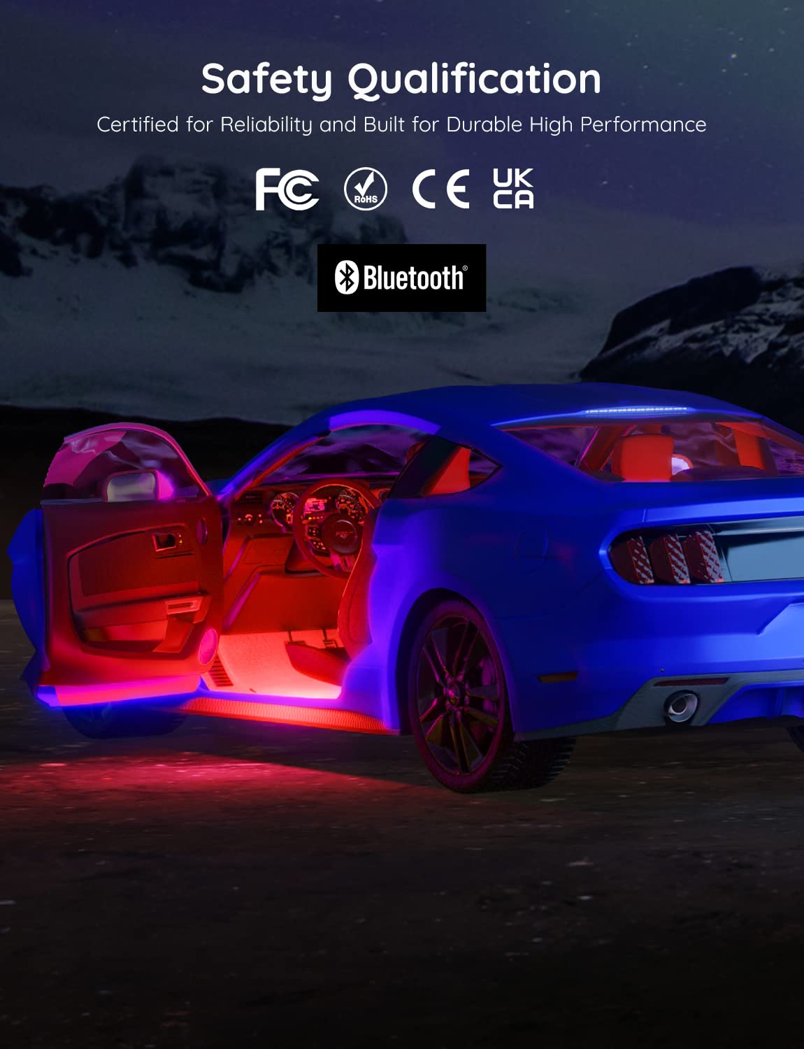 Govee Smart Car LED Strip Lights, RGBIC Interior Car Lights with 4 Music Modes, 30 Scene Options and 16 Million Colors, APP Control 2 Lines Design LED Car Lights for SUVs, DC 12V