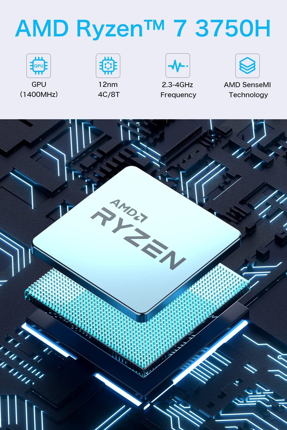 Mini PC Window 11 Pro, AMD Ryzen 7 3750H Micro Desktop Computers 16GB DDR4 512GB PCIe SSD, 4K UHD Triple Screen Mini Computer for Light Gaming Business Office Video Editing