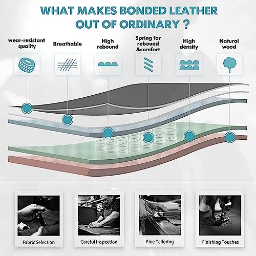 ICOMOCH Modern Soft Leather Ergonomic Executive Computer Boss Padding Armrest Swivel Desk Office Chair, Large, Black