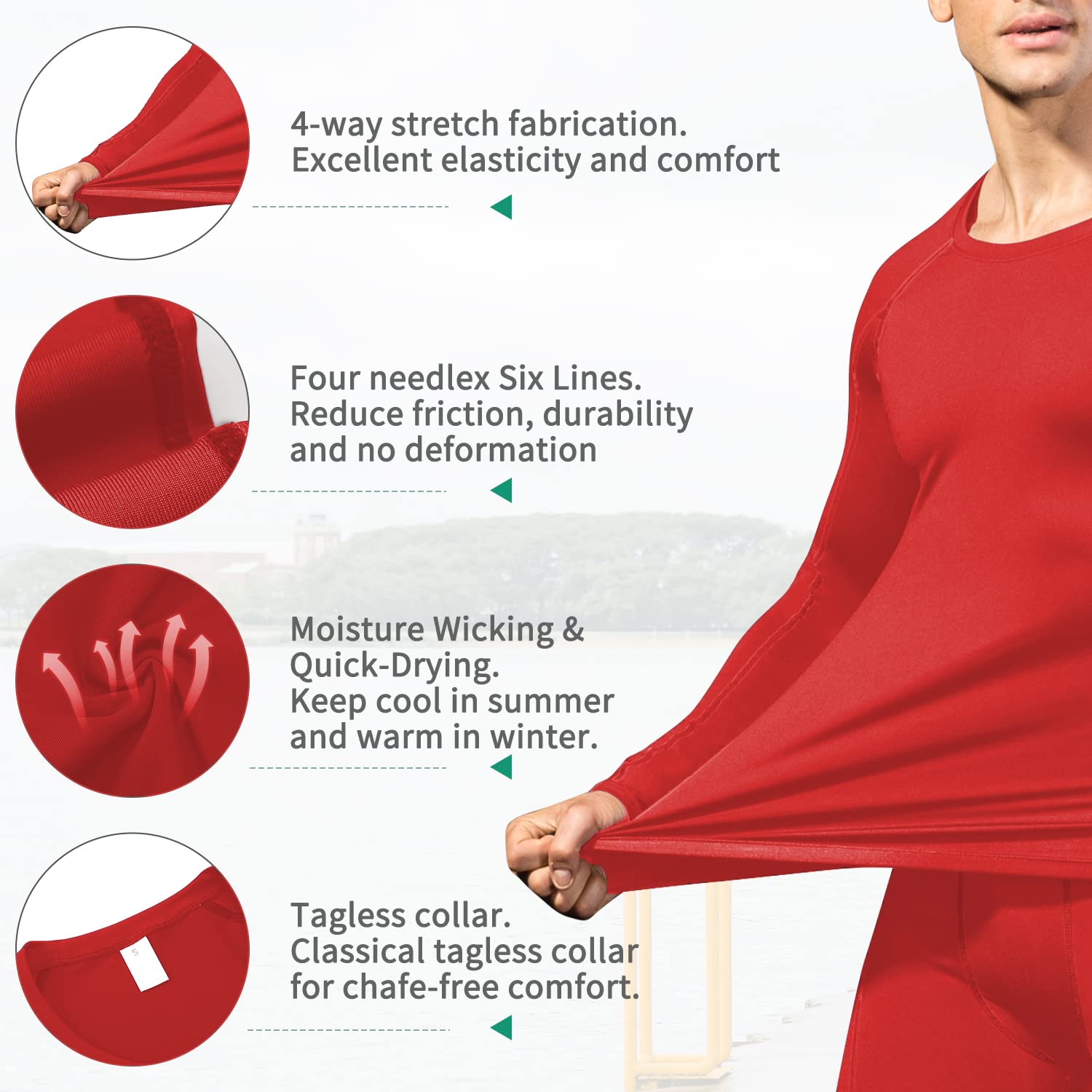 Men's Compression Shirts Long Sleeve Athletic Workout Shirt Gym Undershirts Sports Running Tops Baselayers 1/3 Pack