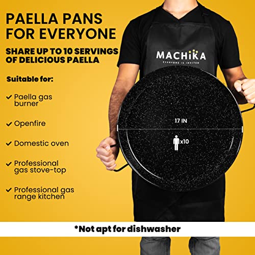 Machika Enamel Paella Pan | Paella Pan | Skillet for Paella and Rice Recipes | Perfect for Indoor & Outdoors | Easy Cleaning | Rust Proof Coating | 10 Servings | 17 inches |
