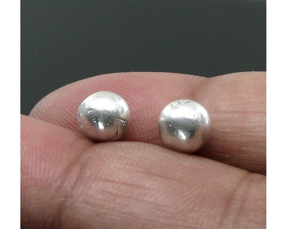 Karizma Jewels 2pc Solid Pure Silver Full Round Balls chandi ki thos Goli 6.1mm