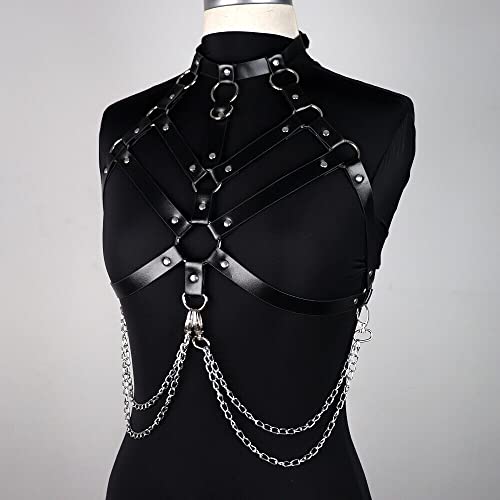 Leather Chest Body Chain Sexy Harness Waist Chains Leather Body Chain Adjustable Waist Belt