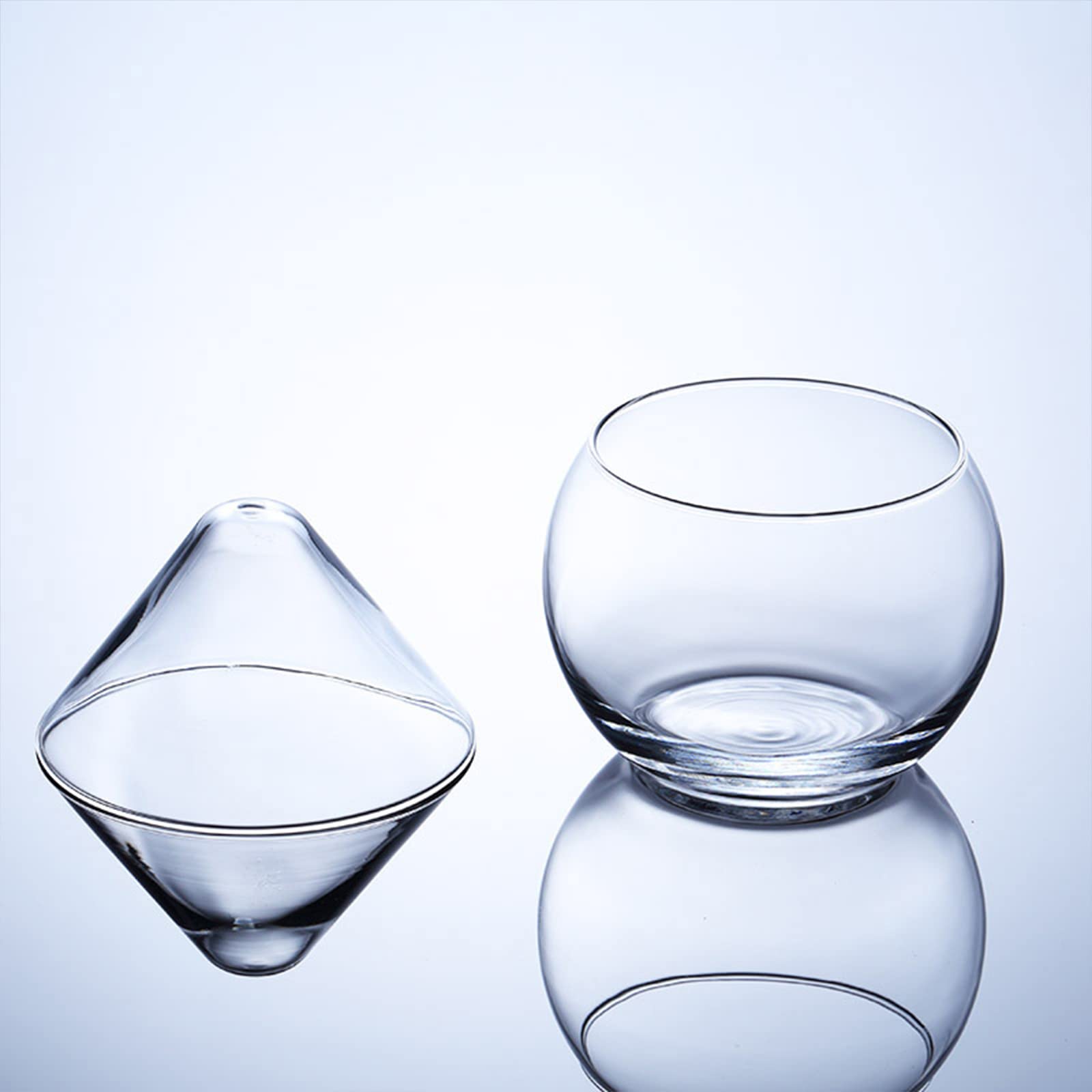 MISNODE 5OZ Stemless Martini Glasses with Chiller Set of 2, Glass Caviar Chiller Server Set with Server Bowl, Cocktail Glass with Ice Holder for Martini Wine Liquor Cocktails Margarita