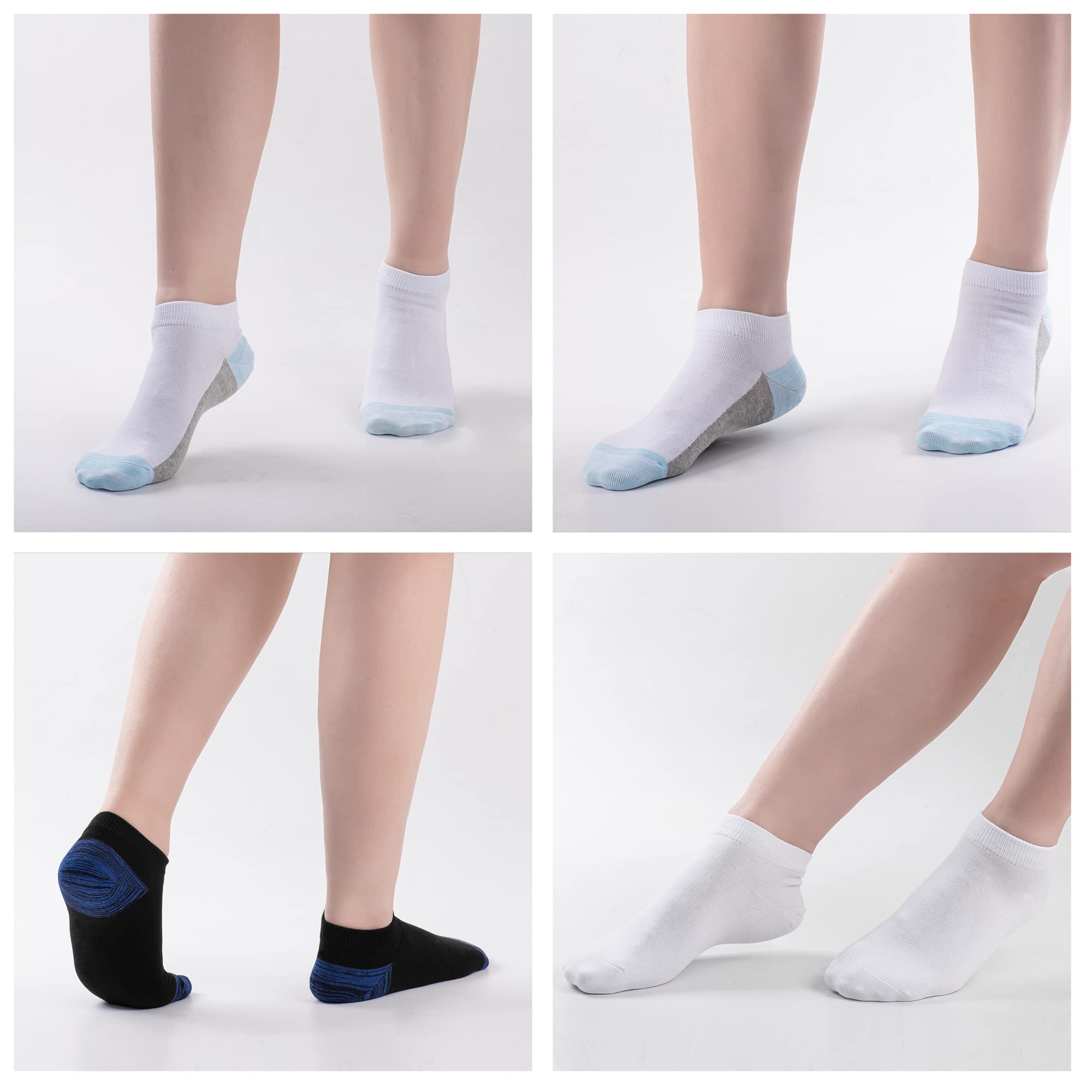 IEOVIEE Women Athletic Ankle Socks Low Cut Cushioned Running Socks Soft Cotton No Show Socks for US Size 7-12(6 Pairs)