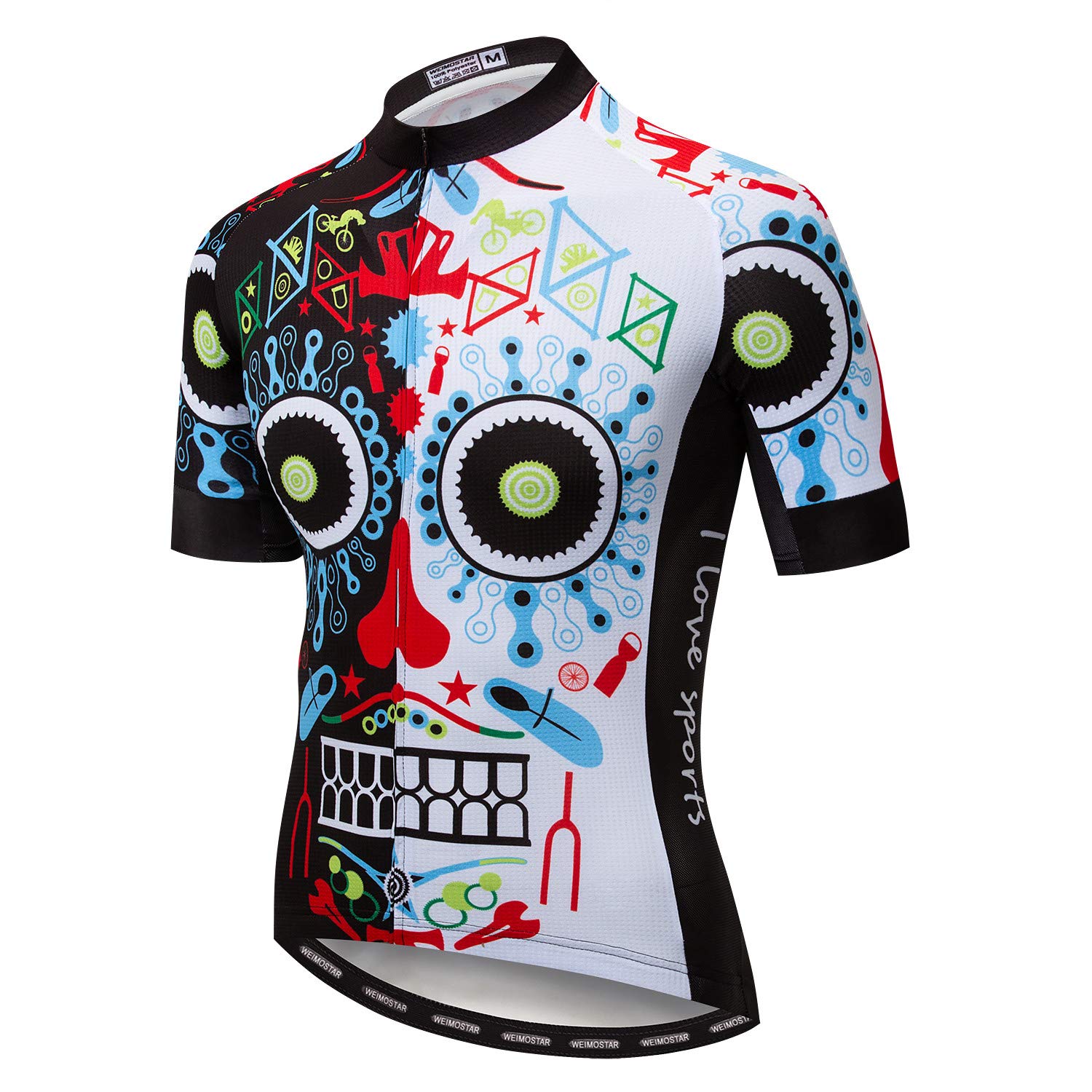 JPOJPO Men Cycling Jersey Skull Bike Short Sleeve Clothing Shirt Tops Quick-Dry S-3XL
