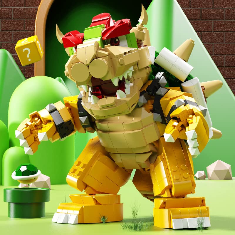 MOCREAR Super The Mighty Bowser Building Toy Set,Collectible Gift for Adult Fans (1342Pieces),3D Creative Bricks Stacking Blocks, Mighty Bowser Stacking Blocks Collectible Gift (Bowser)
