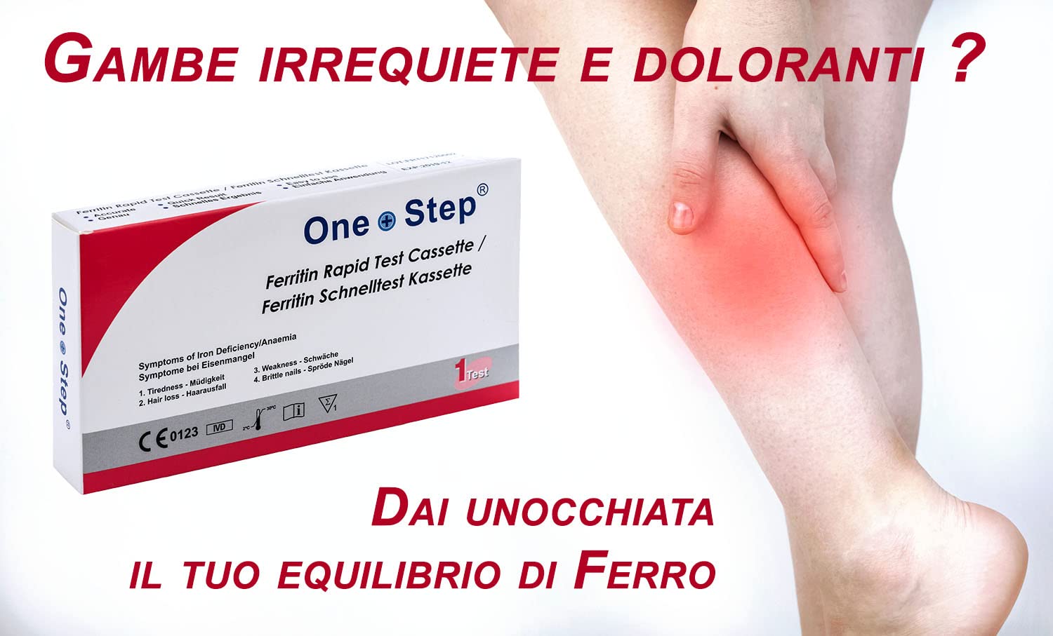 One+Step Iron Deficiency Self-Test - Complete Self-Test Set for Early Diagnosis of Iron Deficiency - Ferritin Sutotest - 1 piece