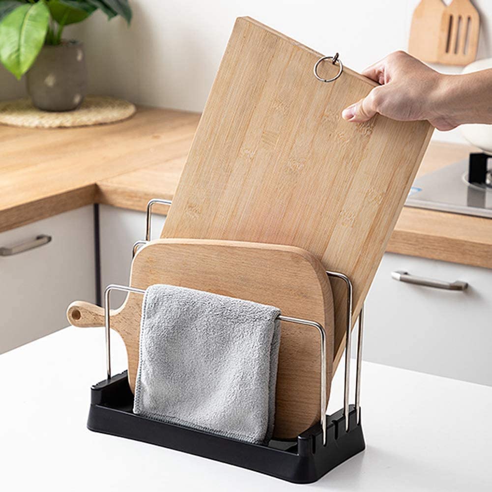 Jaquiain Cutting Boards Holder, Organizer Pantry Rack Bakeware Holder Chopping Board Organizer Kitchen Countertop Storage White