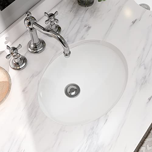 MEJE 19.5"x16" Oval Shape Bathroom Sink Undermount, Modern Pure White Porcelain Ceramic Vanity Top Sink, Basin with Overflow