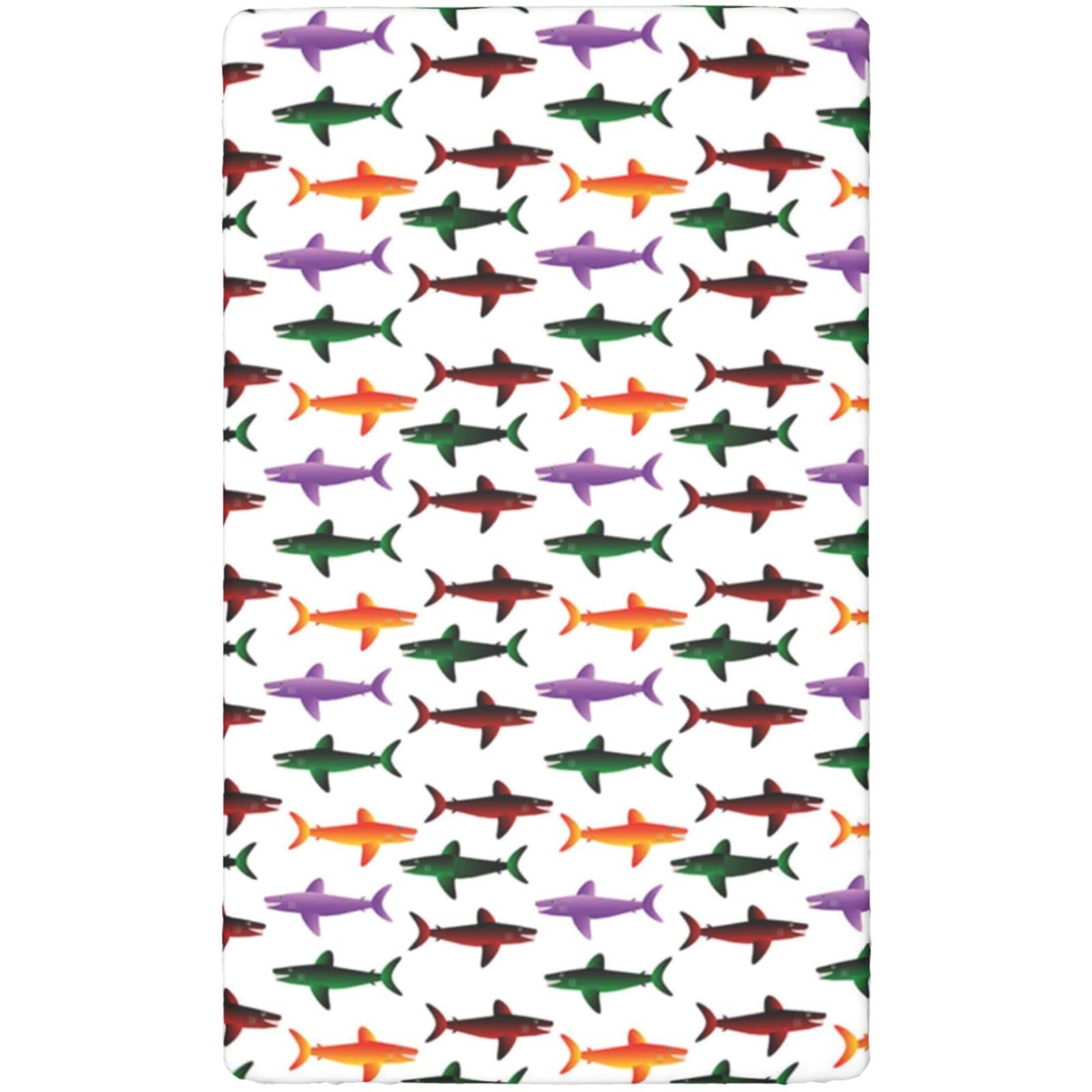 Shark Party Themed Fitted Crib Sheet,Standard Crib Mattress Fitted Sheet Toddler Bed Mattress Sheets-Baby Crib Sheets for Girl or Boy,28β x52β,Multicolor