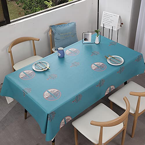 MLQL Nordic Style Tablecloth Blue Geometric Waterproof Dining Table Cover Wedding Reception Rectangular Table Cover Home Decoration A8 140x210cm