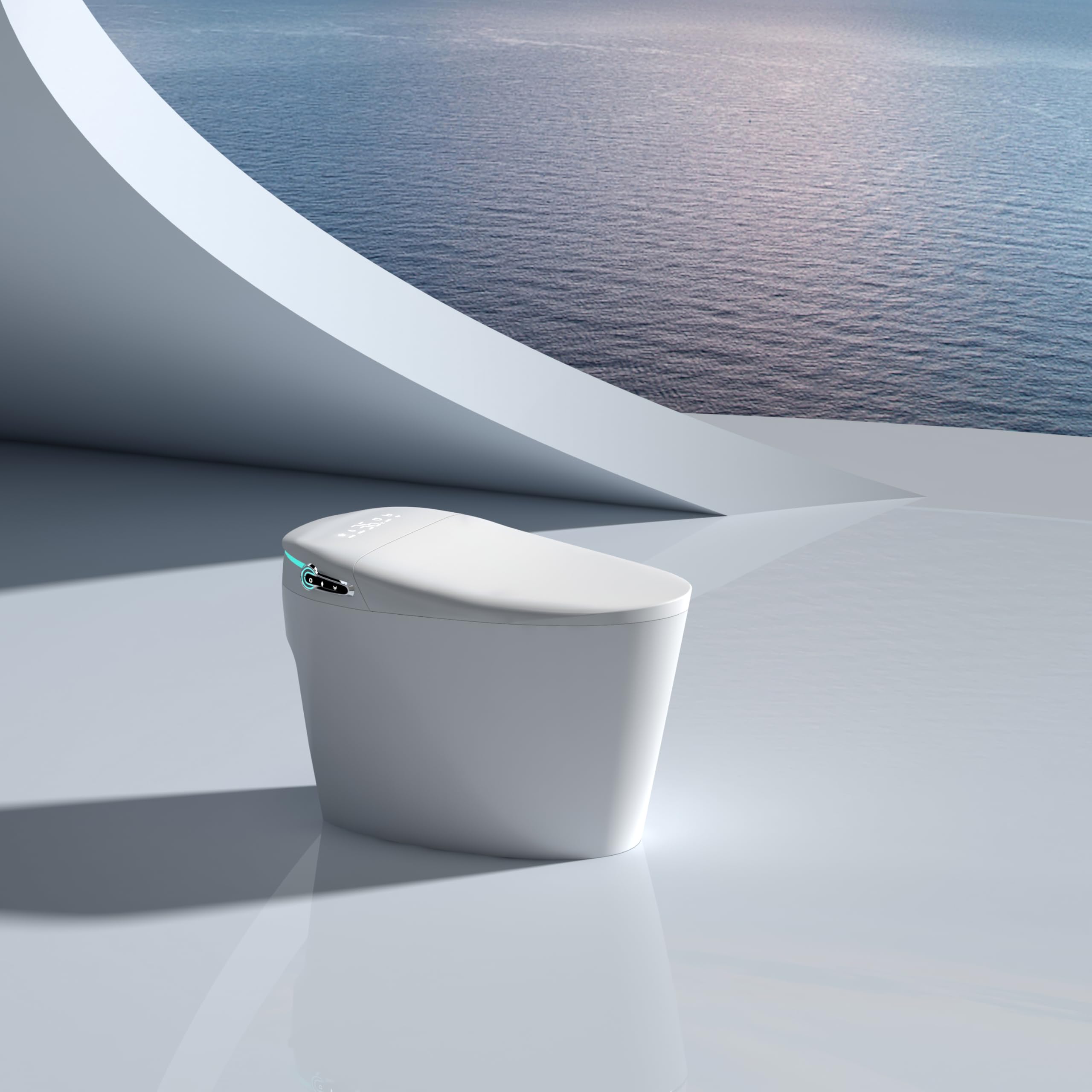 Smart Toilet with Built-In Bidet, Auto Open and Close Lid, Heated Seat, One-Piece Modern Toilet with Voice Control and Foam Shield