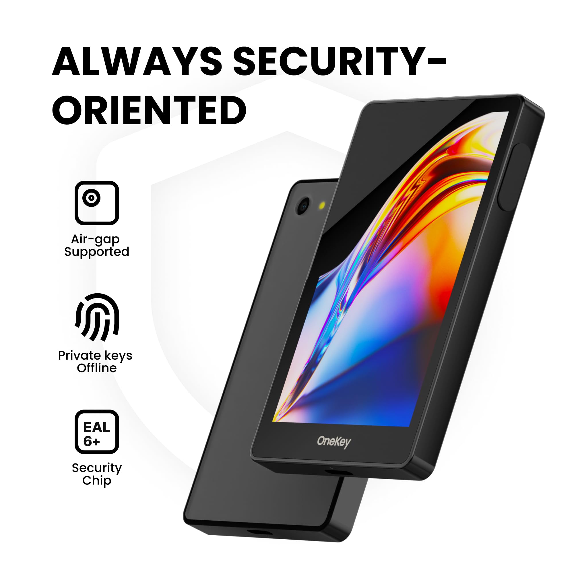 OneKey Pro Crypto Hardware Wallet - 4 EAL 6+ Highest Security Chips, 5000+Coins & NFT, Anti-Tamper 3.5" Touchscreen, HD Camera & Bluetooth, Fingerprint Unlock, Cold Storage for BTC, ETH, SOL, BNB...