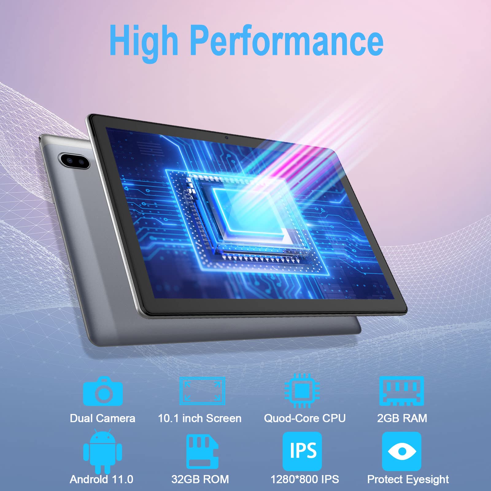 KAKTIN Tablet 10 inch Android Tablet,1080p HD Touchscreen Tablet,2.4G WiFi Tablets,Quad-Core Processor,32GB Storage,2G RAM,6000mhA Long Battery Life, Android 11 OS,Grey