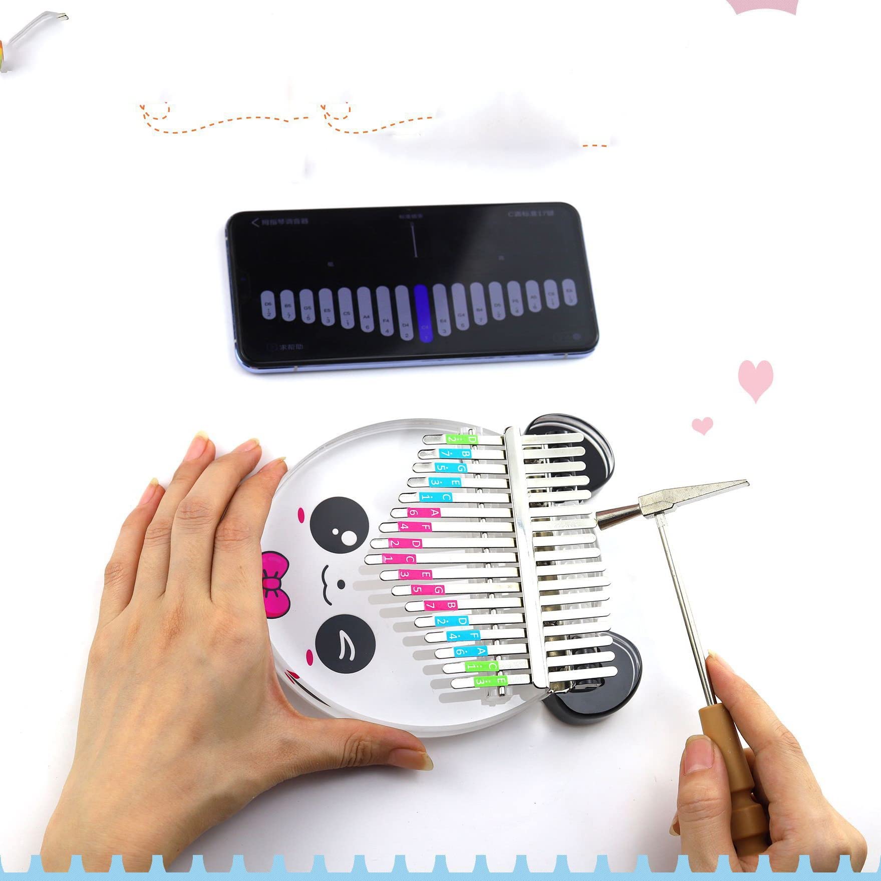 KXDFDC 17 Keys Kalimba Transparent Painted Animal Cartoon Thumb Piano Kalimba Gift Finger Piano (Color : C, Size : 17 Keys)