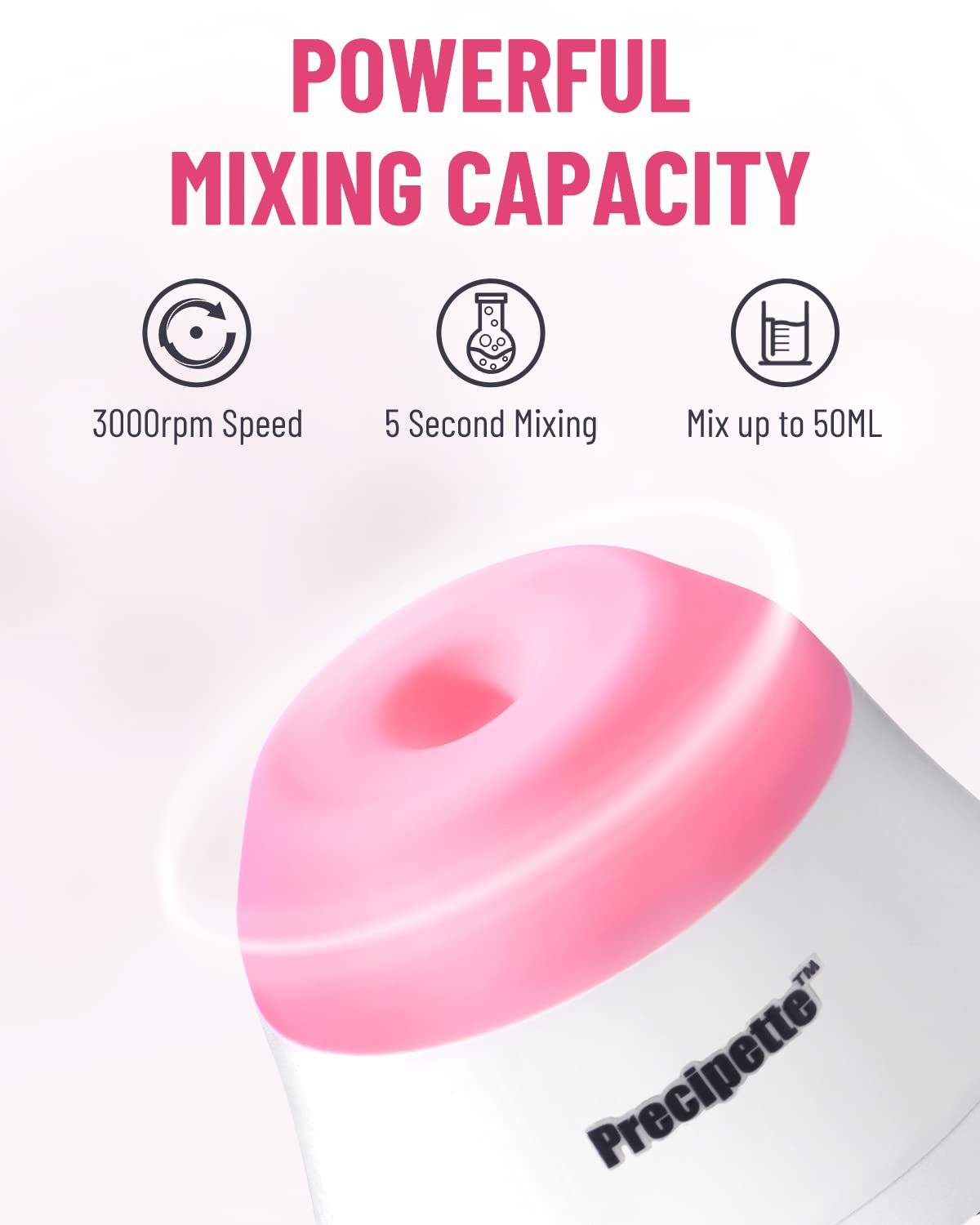 Mini Vortex Mixer, Lab Vortex Shaker with Interchangeable Silicone Cap, 3000RPM, Touch Function, for Lab Mixing Miniature Paints Acrylic Paints Nail Polish(US Plug)