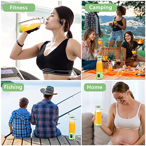 Portable Blender for Shakes and Smoothies, 300W Personal Size Blender for Crushes Ice Cubes, Frozen Fruit, Nuts. USB Mini Pulse Blender(6 Blades) with 20oz BPA Free Removable Sports Bottle for Home, Travel, Office, SIQDAK Blender Bravo Green