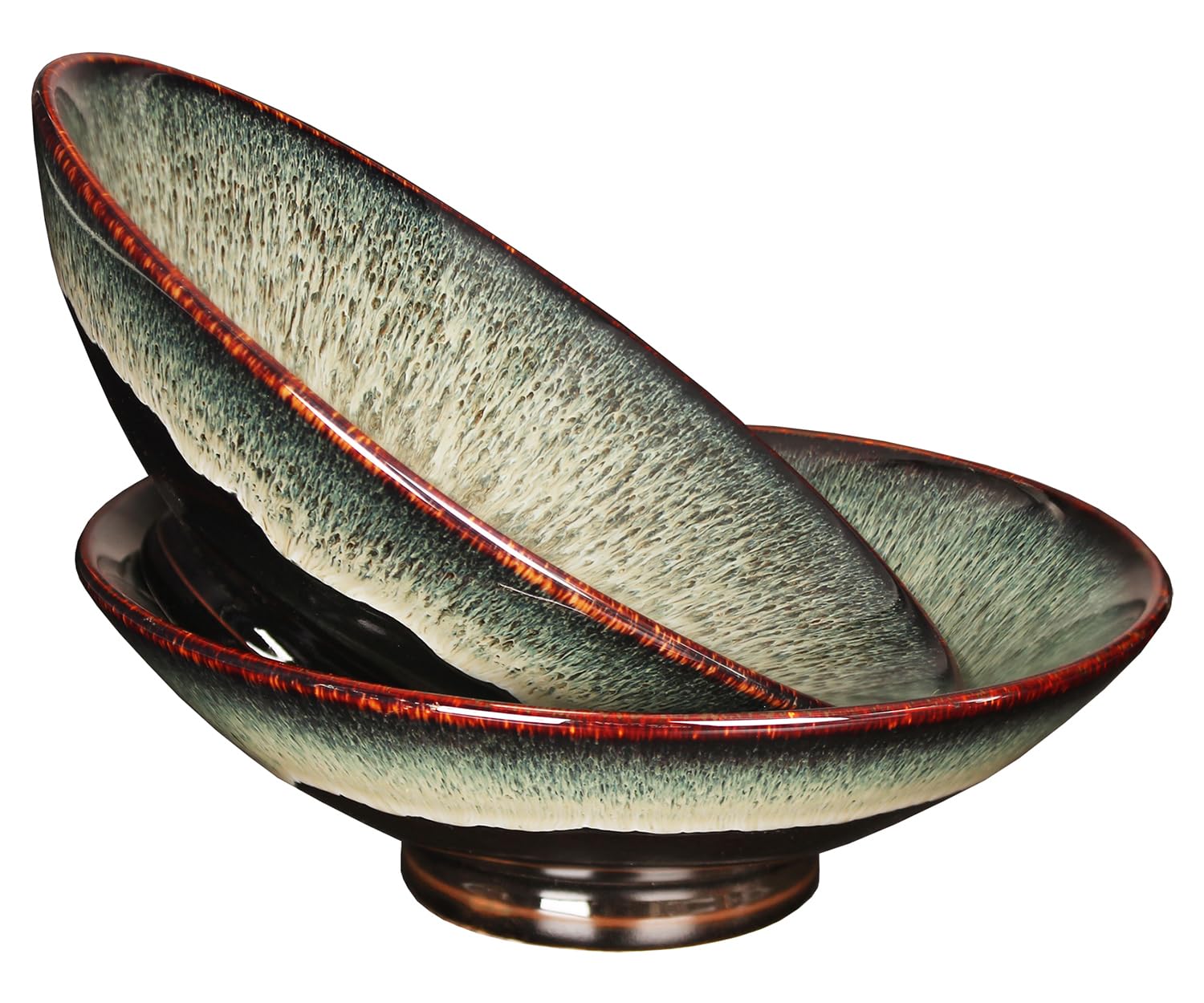 jinsongdafa Ceramic Japanese Ramen Noodle Soup Bowl Set of 2 - For Ramen, Pho,Soup,Salad, pasta, Asian Dishes,Udon noodles,Chinese Large Ramen Bowl - Microwave dishwasher oven safe, Black 8.2 Inch