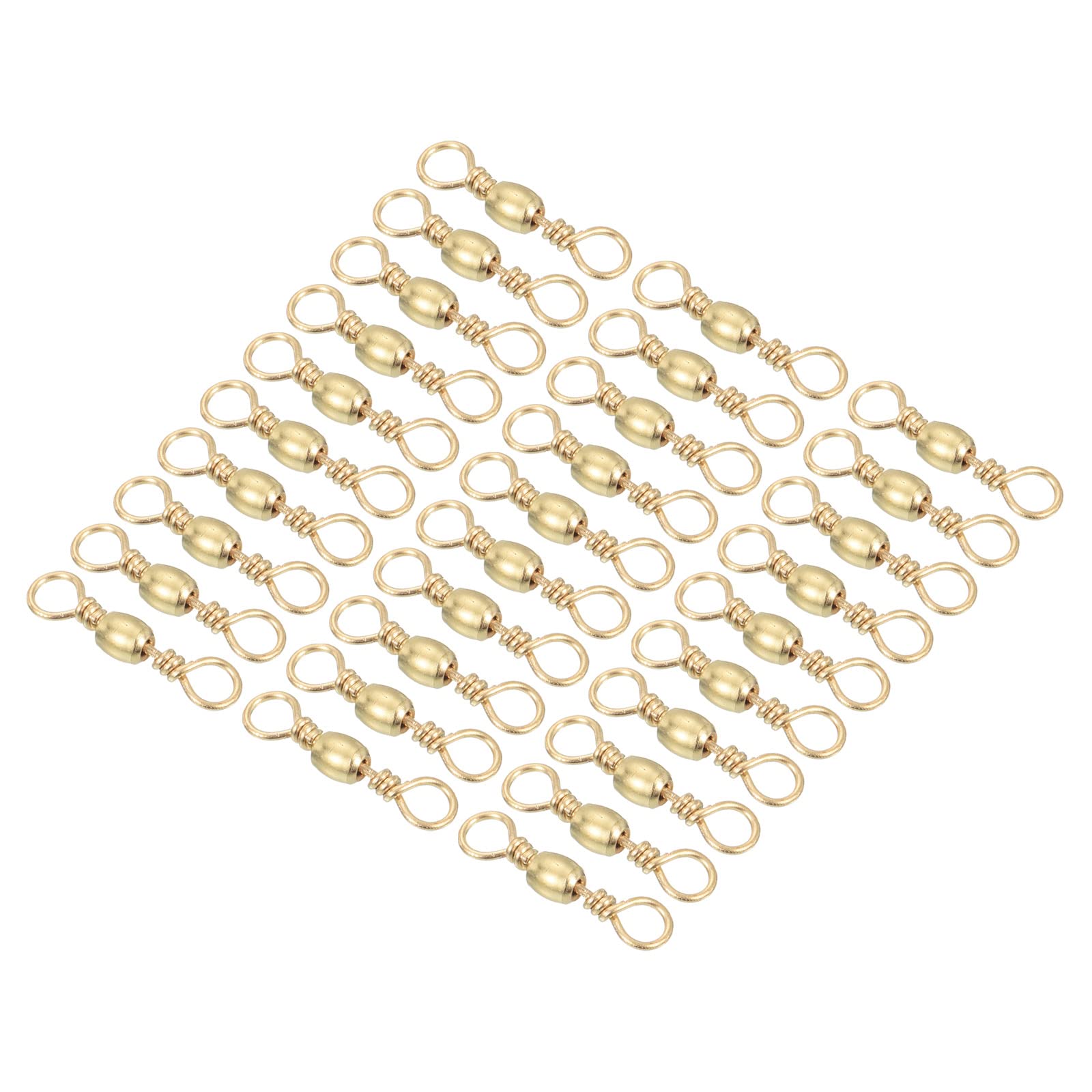 PATIKIL Fishing Barrel Swivel, 100Pcs 33lb Carbon Steel Solid Ring Terminal Tackle, Golden