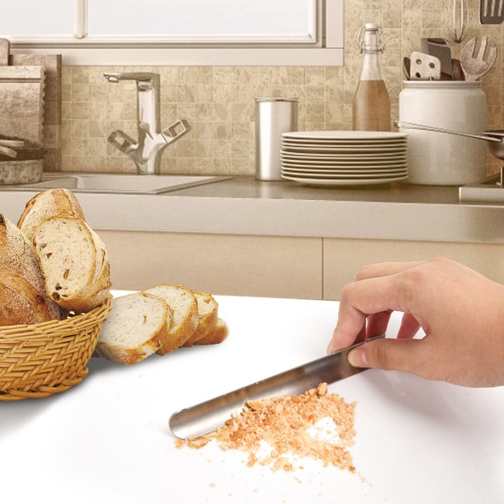 Table Crumber Crumb Sweeper Restaurant Crumb Cleaners Stainless Steel Crumb Scraper Food Remover Desk Cleaning Tool for Waiters Waitresses and Servers Table Crumb Sweeper