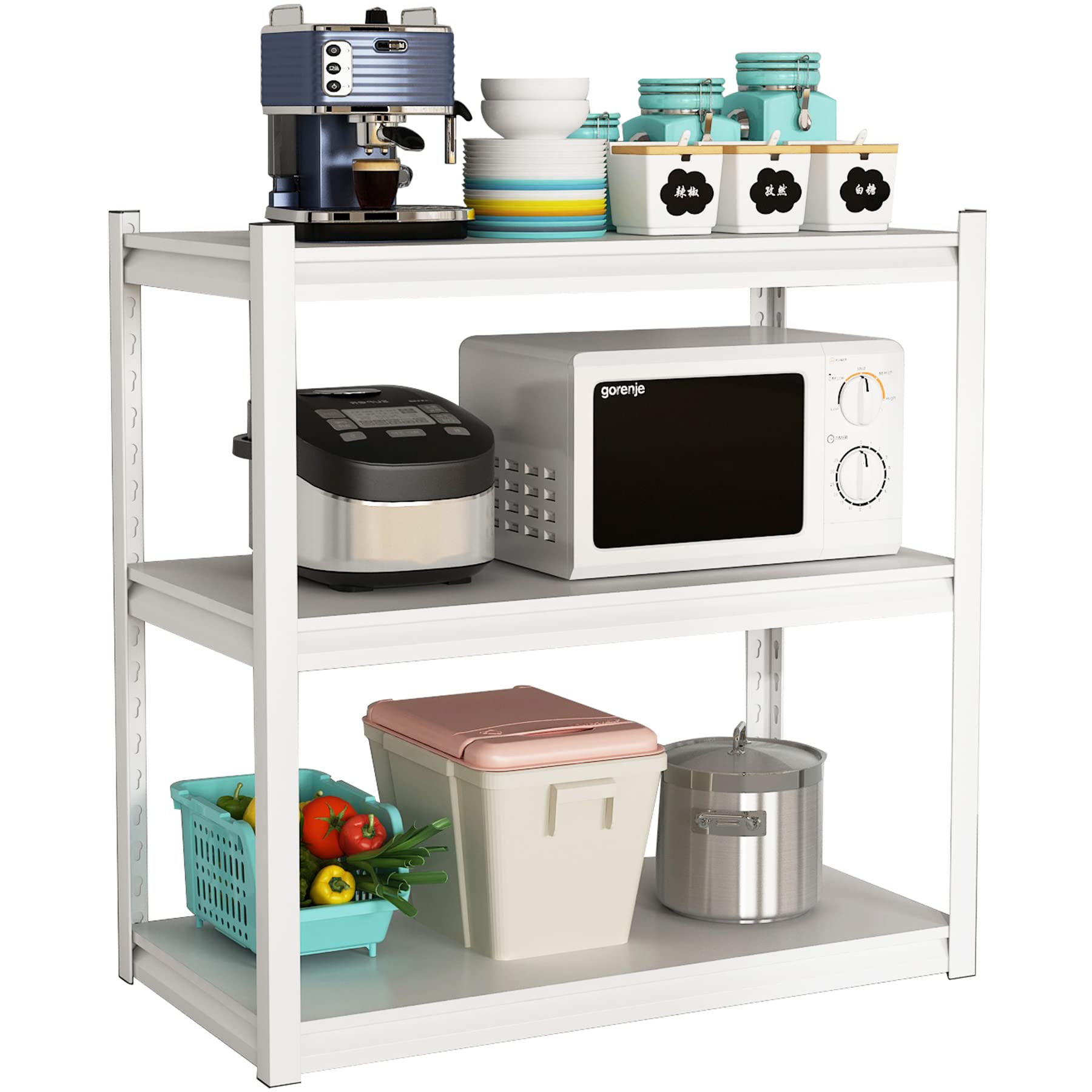 MIOCASA Garage Shelving Adjustable 3 Tier Heavy Duty Metal Storage Shelves Adjustable Utility Rack Organization for Kitchen, Pantry, Closet, Garage, Office 31.5" W x 15.75" D x 31.5" H, White