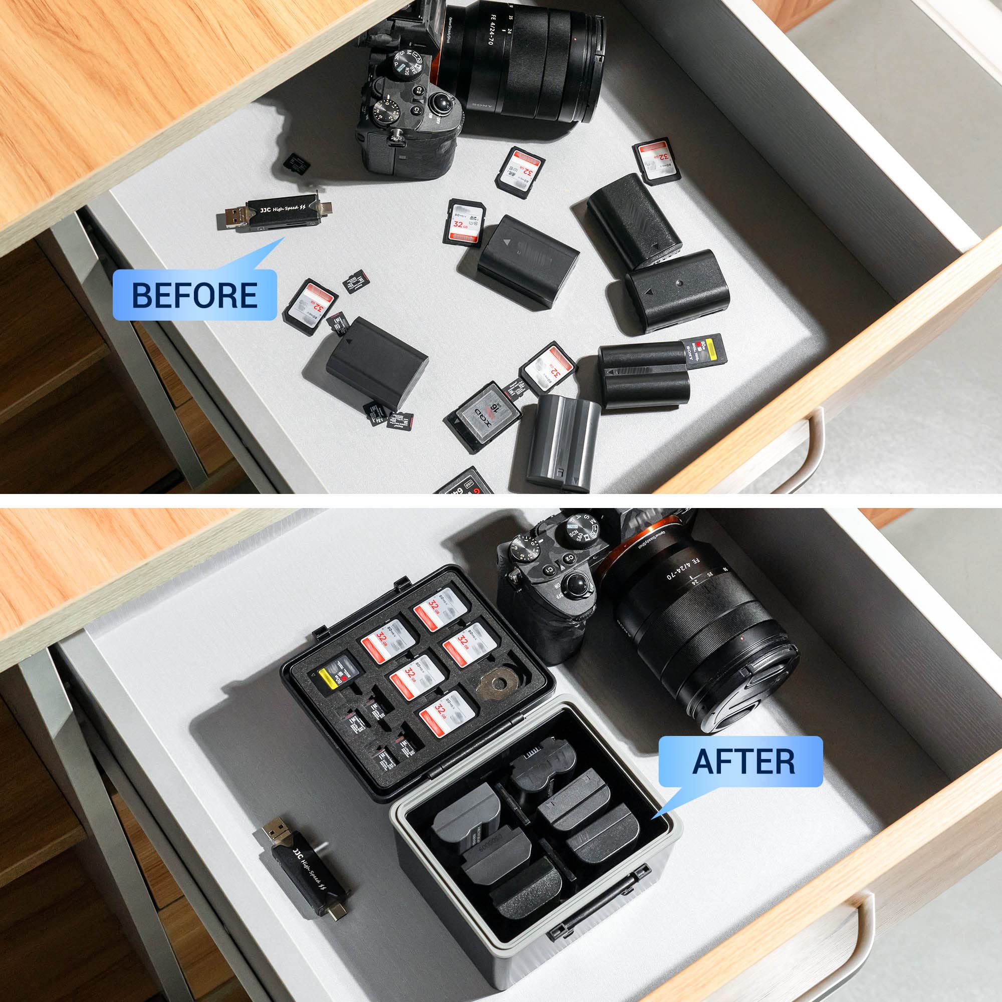 JJC DSLR Camera Battery & SD Micro SD XQD Card Case Holder for Canon LP-E6 LP-E6N LP-E6NH Nikon EN-EL15 EN-EL14 Sony NP-FZ100 Fujifilm NP-W126 NP-W235 Battery and More Below 1.5x0.9x2.4β