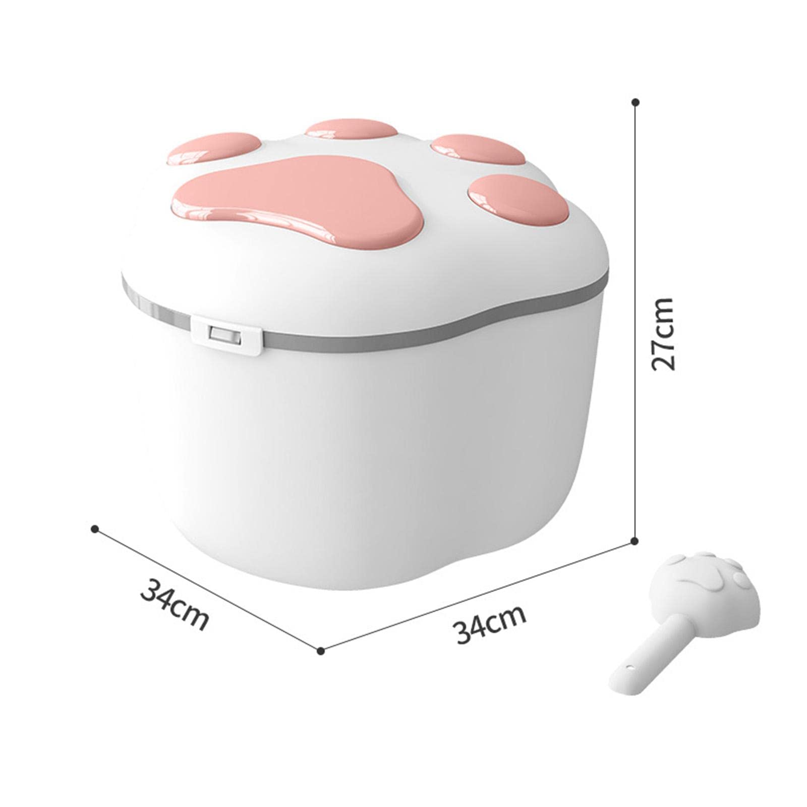MagiDeal 10KG Large Capacity Food Storage Container, Cereal Rice Flour Dispenser Box with Lids, Sealed Can, Pink