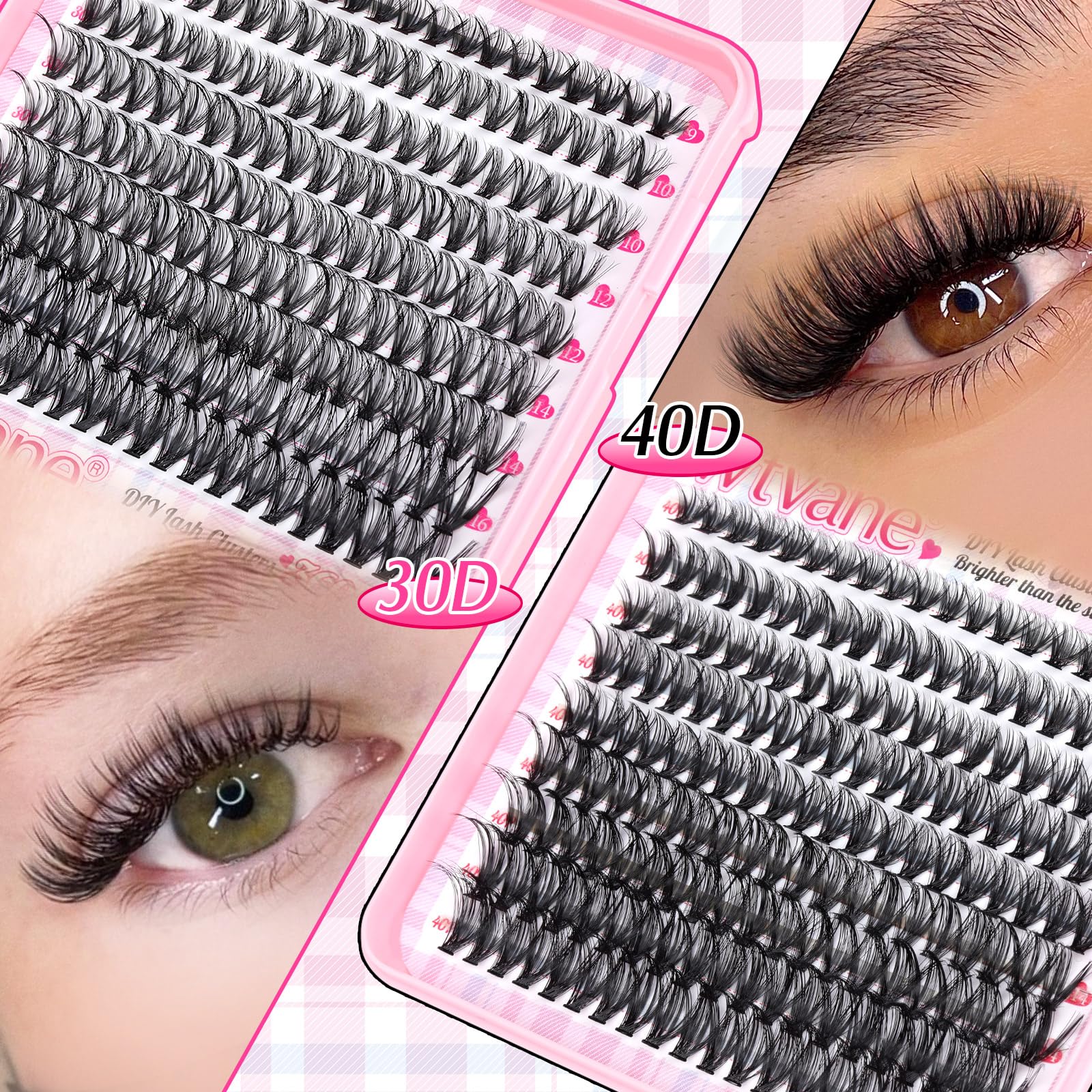 Lash Clusters Wispy Eyelash Extension D Curl Individual Lashes Clusters 10-16mm Natural Cluster Lashes DIY Lash Extension at Home 72Pcs by wtvane