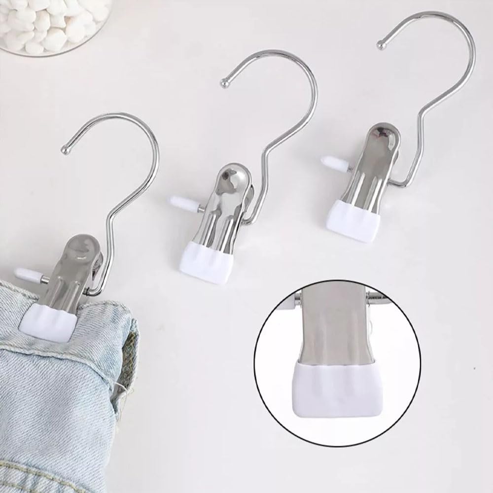 QUOKJHGP 30PCS Anti-Rust Clip Hooks: Space-Saving Laundry Storage Solution Hanging Hook Clips Towel Clips Laundry Hooks Hanging Clips with Clips for Home and Travel