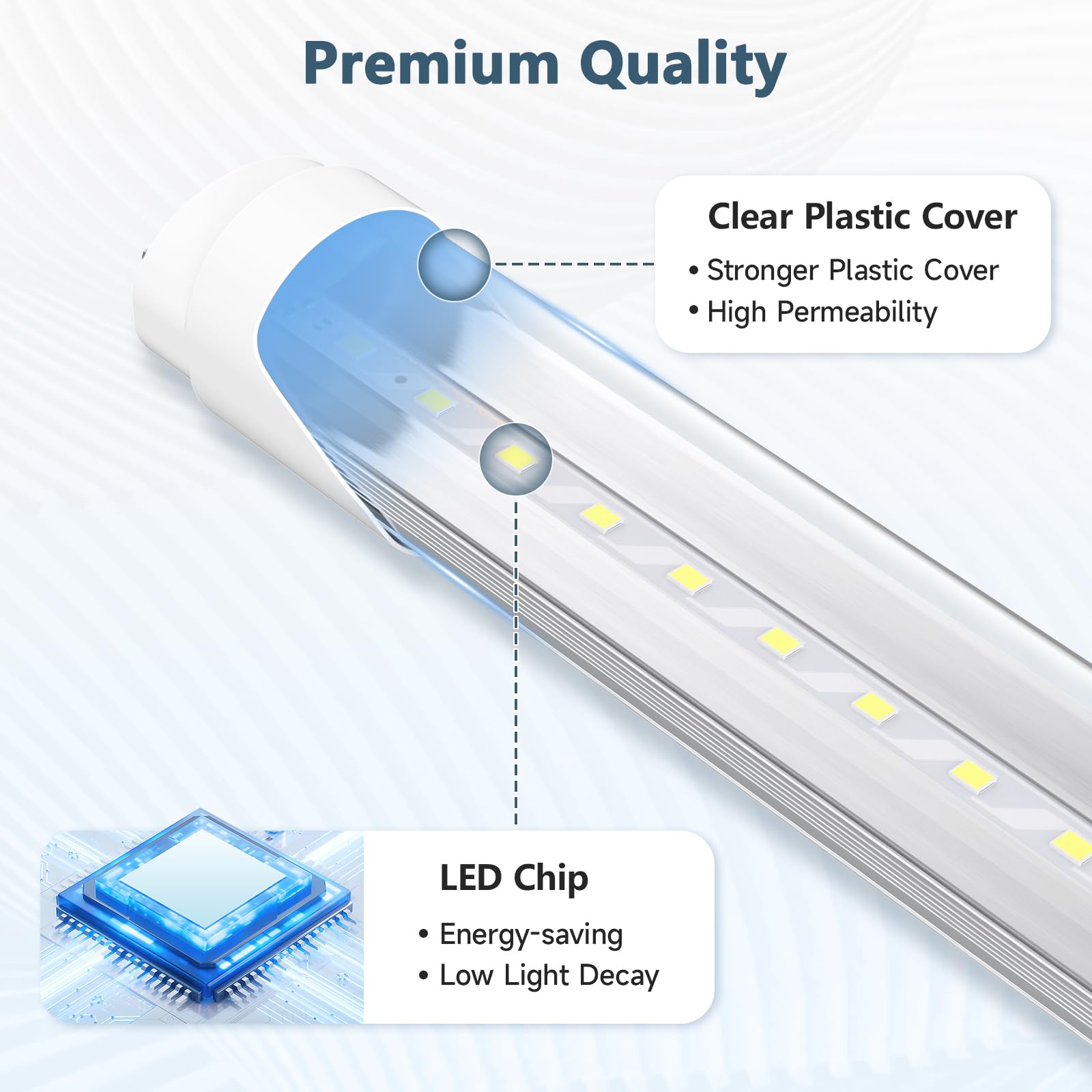 SHINESTAR T8 LED Bulbs 4 Foot, Tube Lights 18W 2200LM, 5000K Daylight, Ballast Bypass, Dual-end, T8 T10 T12 LED Replacement for Fluorescent Tubes, 2 pin G13 Base, Clear Cover, 4 Pack