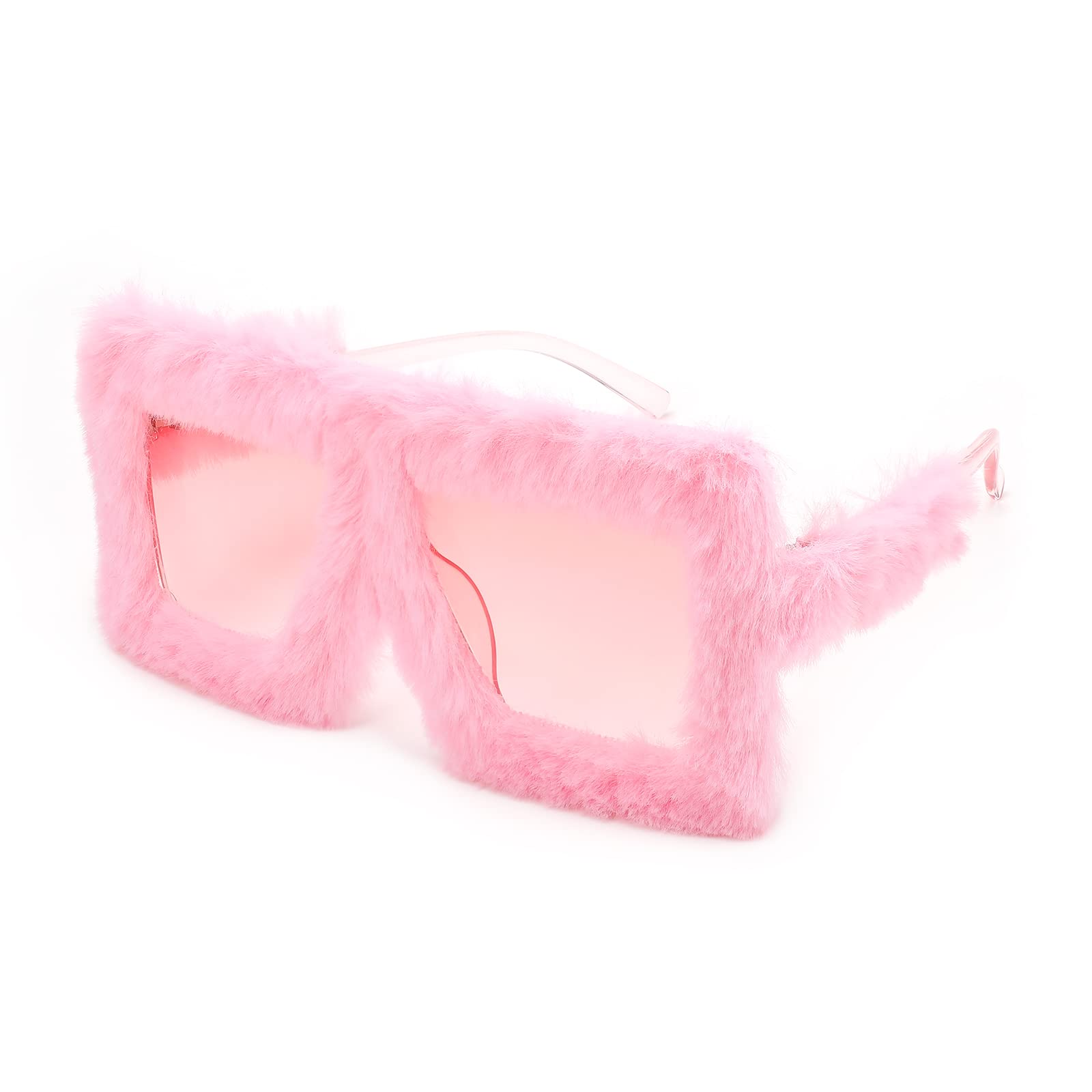 Karsaer Vision Plush Fuzzy Flat Top Fashion Square Large Shades Punk Soft Velvet Shade Party Eyewear…