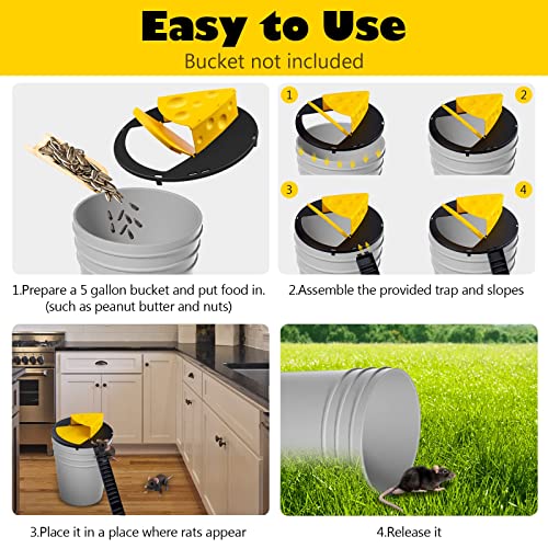 Mouse Trap Bucket, Bucket Lid Mouse Trap,Reusable Humane Mouse Traps for House Indoor,Auto Reset Rat Trap Compatible 5 Gallon Bucket(1 Pack