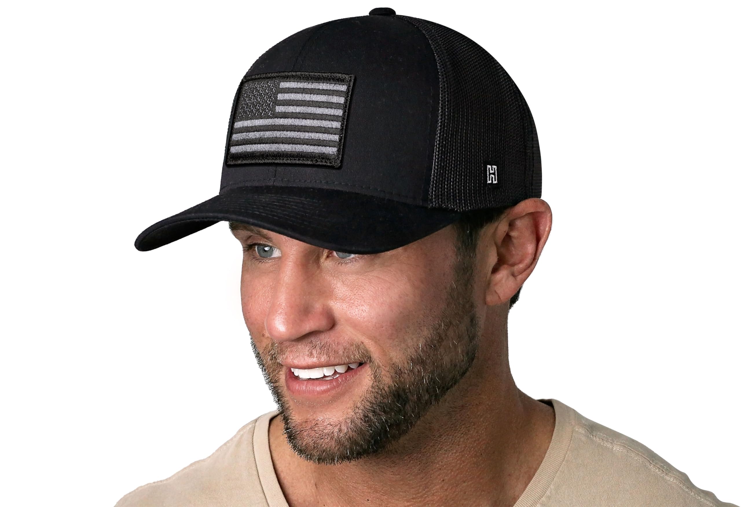 HAKA American Flag Hat, USA Trucker Hat for Men & Women, Adjustable Baseball Cap, Mesh Snapback, Durable Outdoor Black Hat