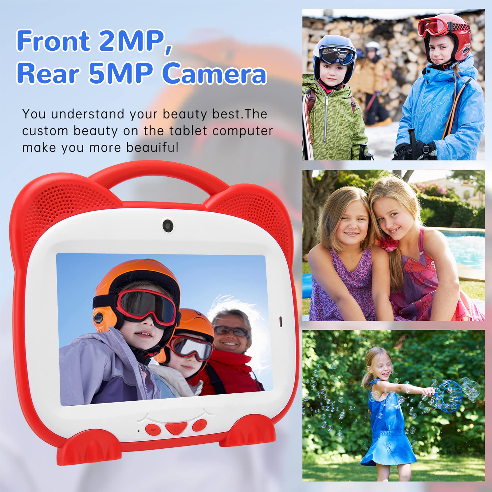 Kids Tablet, US Plug 100β240V Dual Camera Kids Tablet 5500mAh 7 Inch Support WiFi HD 1080P for Children (Red)