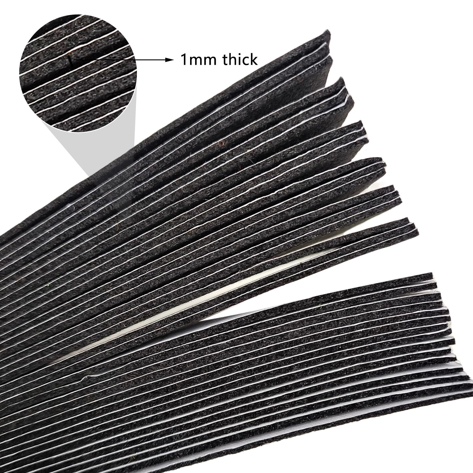 Jtnohx Self Adhesive Felt Sheets, Adhesive Backed Felt, 33 Pcs 4" x 8" Felt Adhesive, Sticky Back Stiff Felt for Crafts DIY Sewing School Projects Decoration (Black)