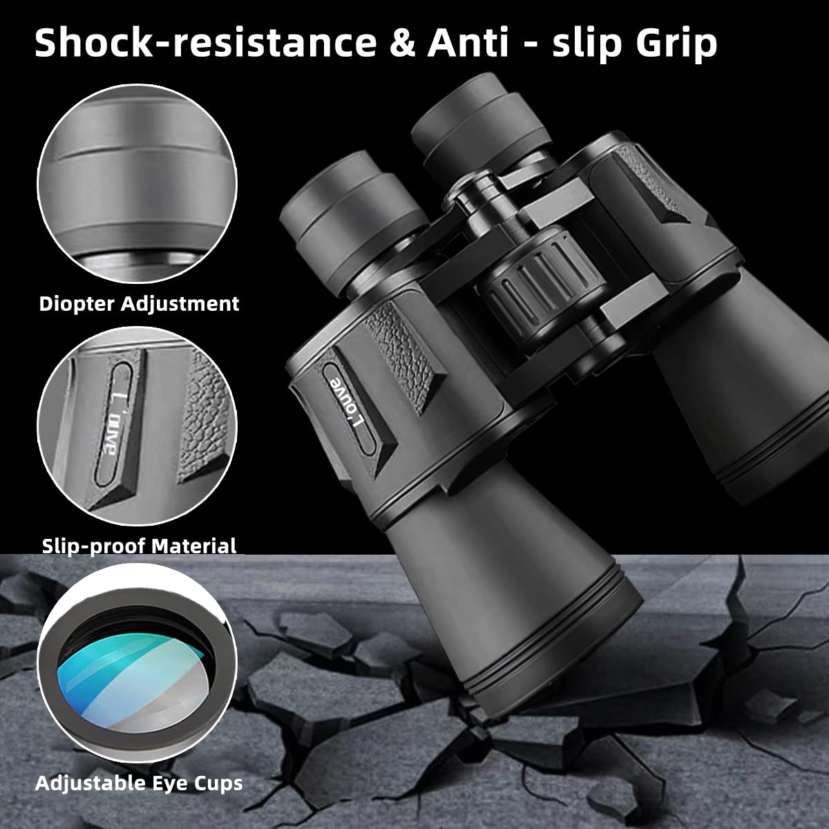 L'ouve Binoculars for Adults & Kids,Professional High Definition Binoculars for Bird Watching Hunting Stargazing, High Power Military Compact HD,BAK4 Prism FMC Lens-with Low Light Night Vision Main