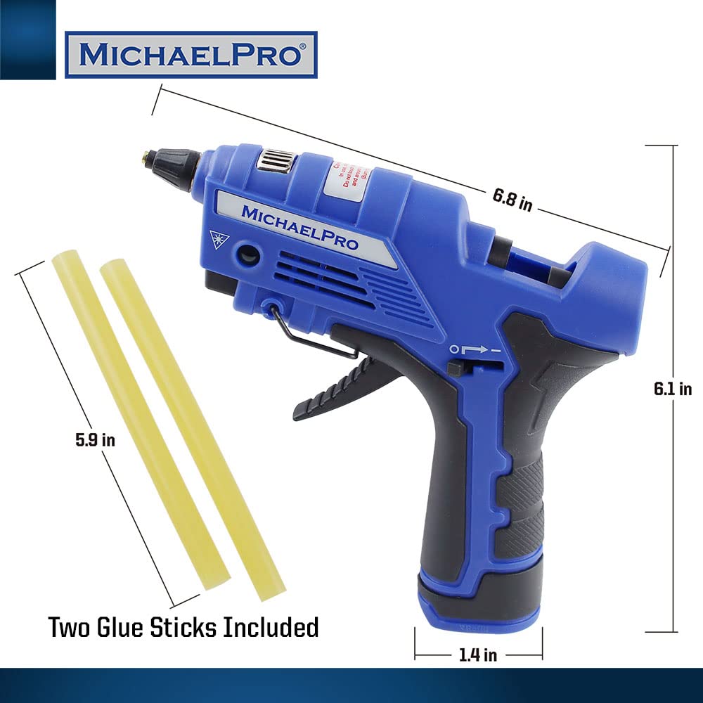 MichaelPro MP013006 Butane Powered Glue Gun, Cordless Fast Heating Gas Hot Glue Gun with Self-Regulating Temperature for DIY, Arts & Crafts, Woodworking, Home Repairs & More