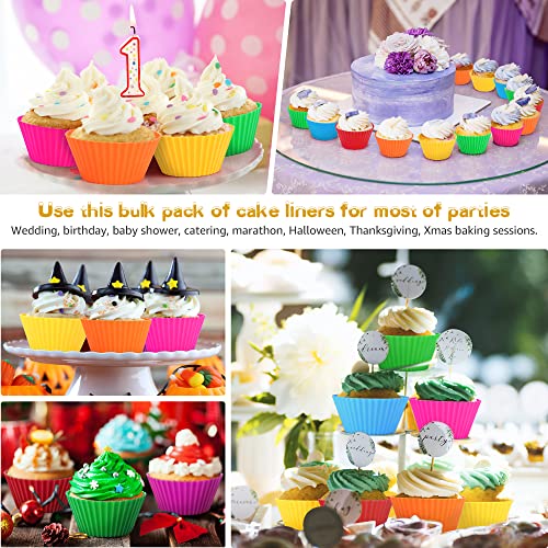 Lingtoolator upcake Liners, Set of 36 Muffin Baking Cups, Nonstick Silicone Muffin Liners, Reusable No Stick Silicone Cupcake Molds, 2.75” Silicone Cupcake Baking Cups, mini Multicolored