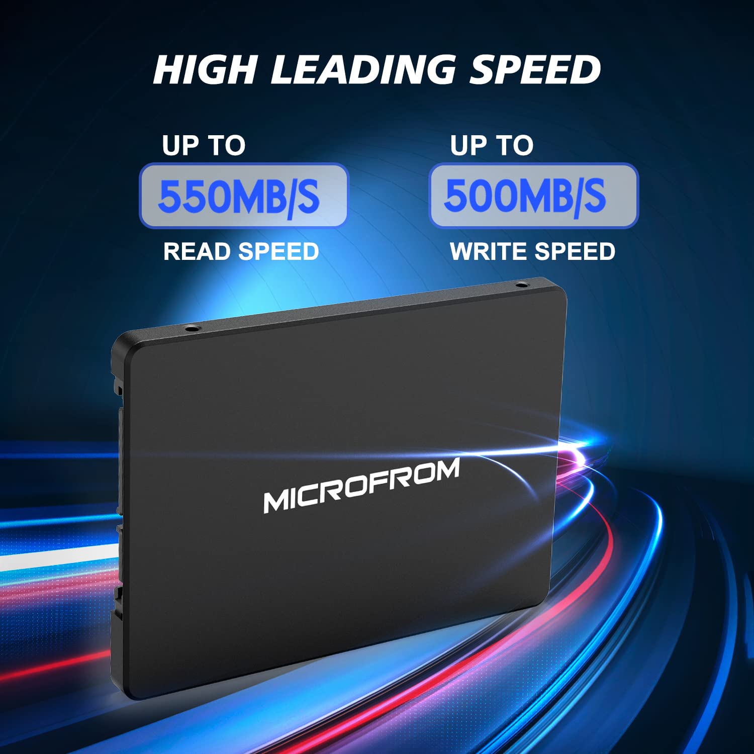 MICROFROM 512GB SSD SATA III 6GB/s 3D NAND 2.5'' Internal Solid State Hard Drive, Read Speed Up to 550MB/s, Compatible with Laptop and PC Desktop