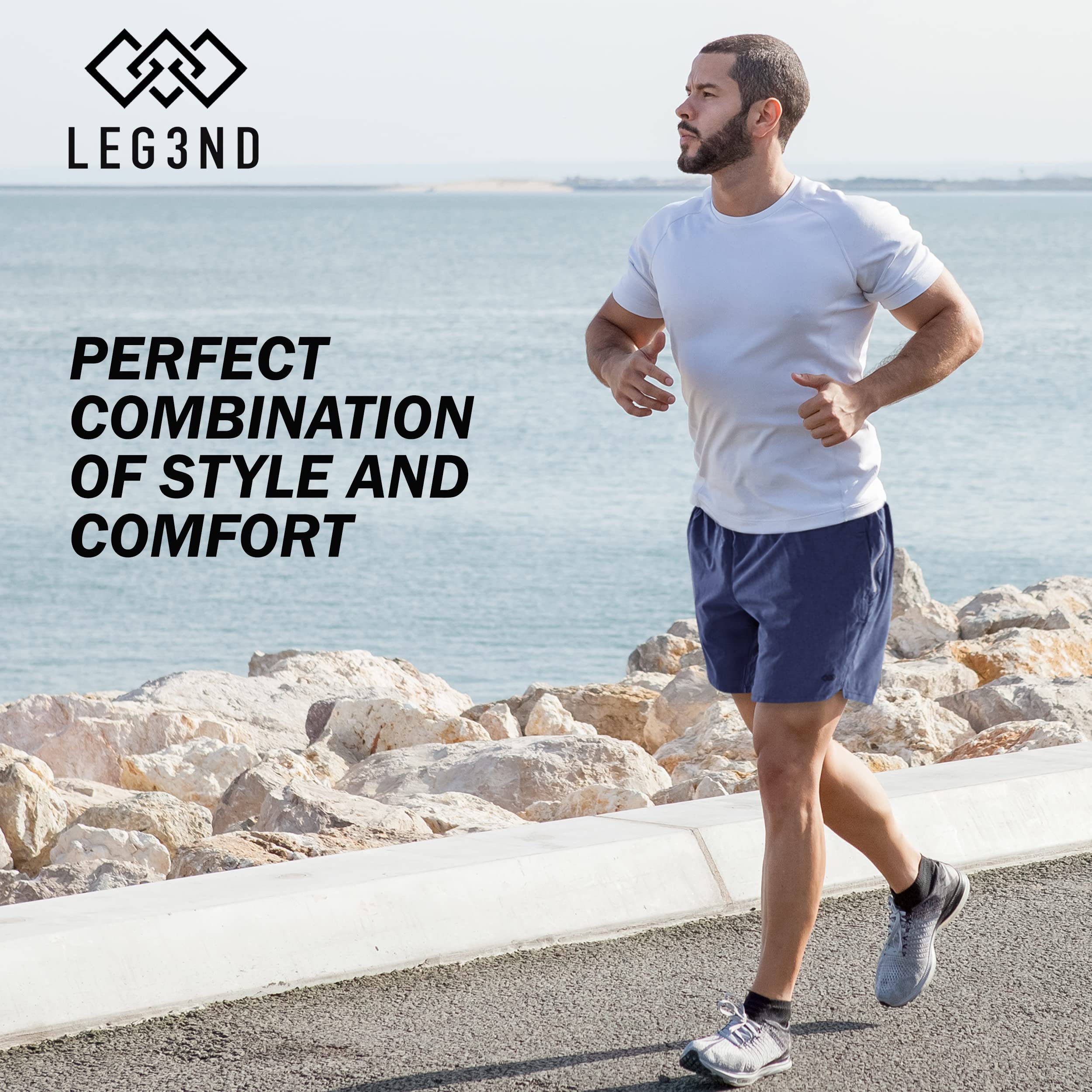LEG3ND Mens Workout Shorts β 3 Pack Tech Running Quick Dry Gym Shorts with Zip Pockets