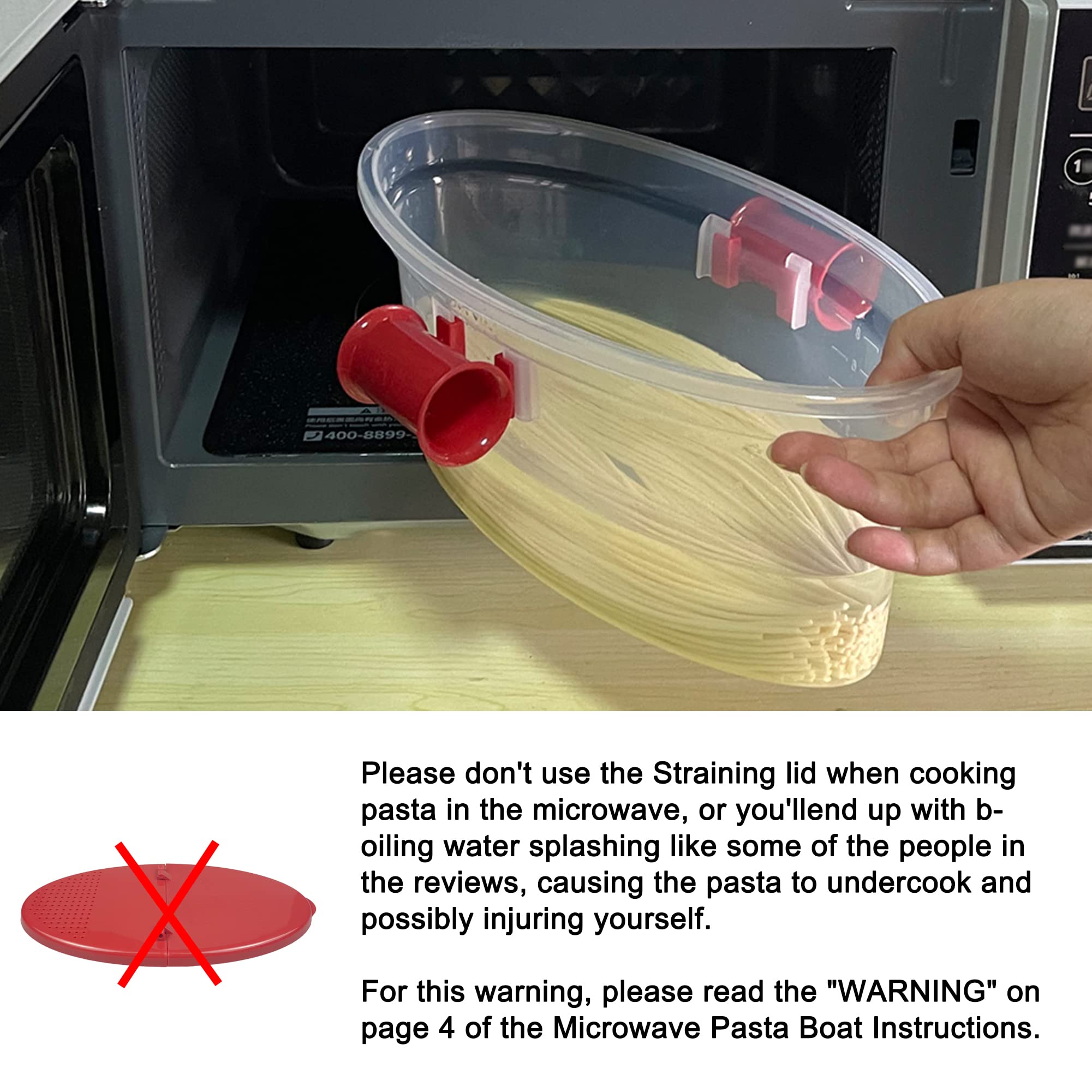 MOCHEE Microwave Pasta Boat with Strainer Pasta Cooker for Pasta, Rice, Vegetables, Chicken