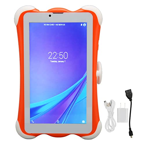 Naroote WiFi Kids Tablet, Orange Eye Protection Kids Tablet 7 Inch 1280x800 for Watching TV (US Plug)