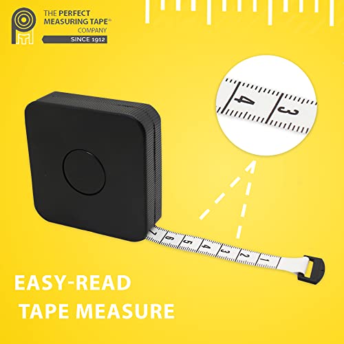 Perfect Measuring Tape - Extra Long (120 inch) Tailor's Flexible Measuring Tape. Retracting, Double Sided Tape - Inches to 120 and Metric to 3m (Model SR18) Black