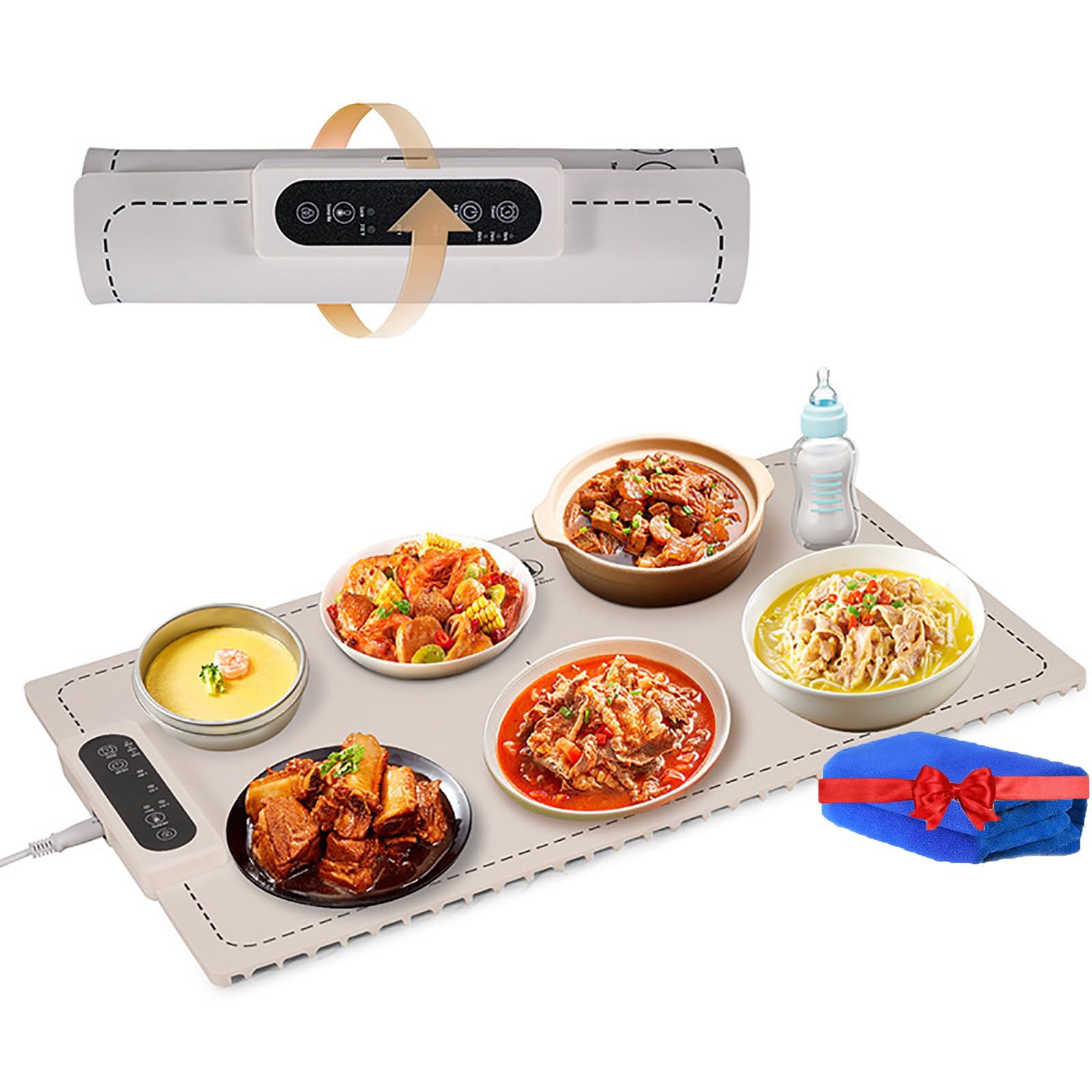 Tempmaster Adjustable Warming Tray, Temp Master Warming Tray, Miller Market Electric Food Warming Mat Dish Warming Mat, Adjustable Food Warmer Mat, Electric Food Warmer Mat Warming Pad for Food (1PCS)