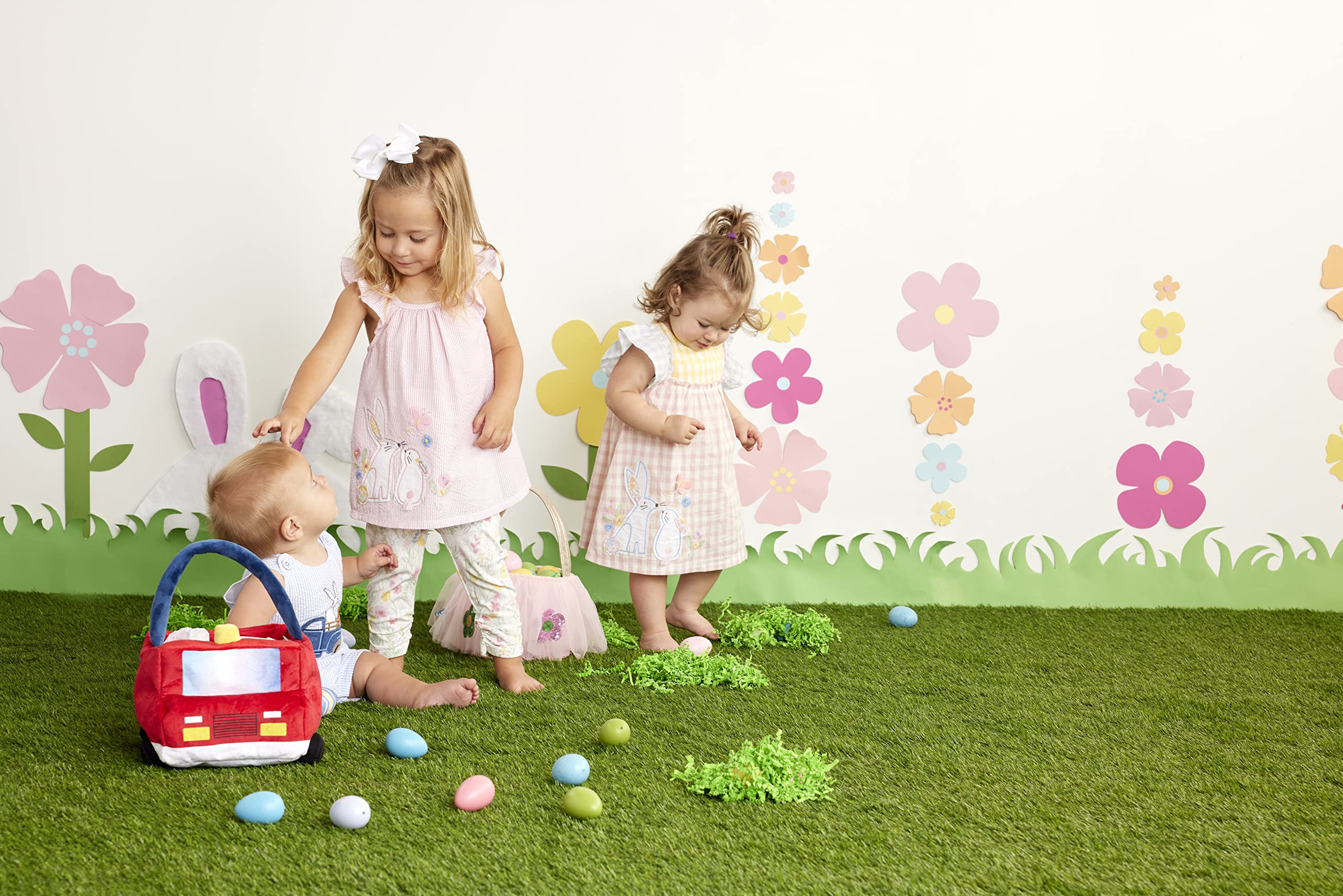 Mud Pie Girls Bunny Gingham Dress, Pink, 12-18 Months