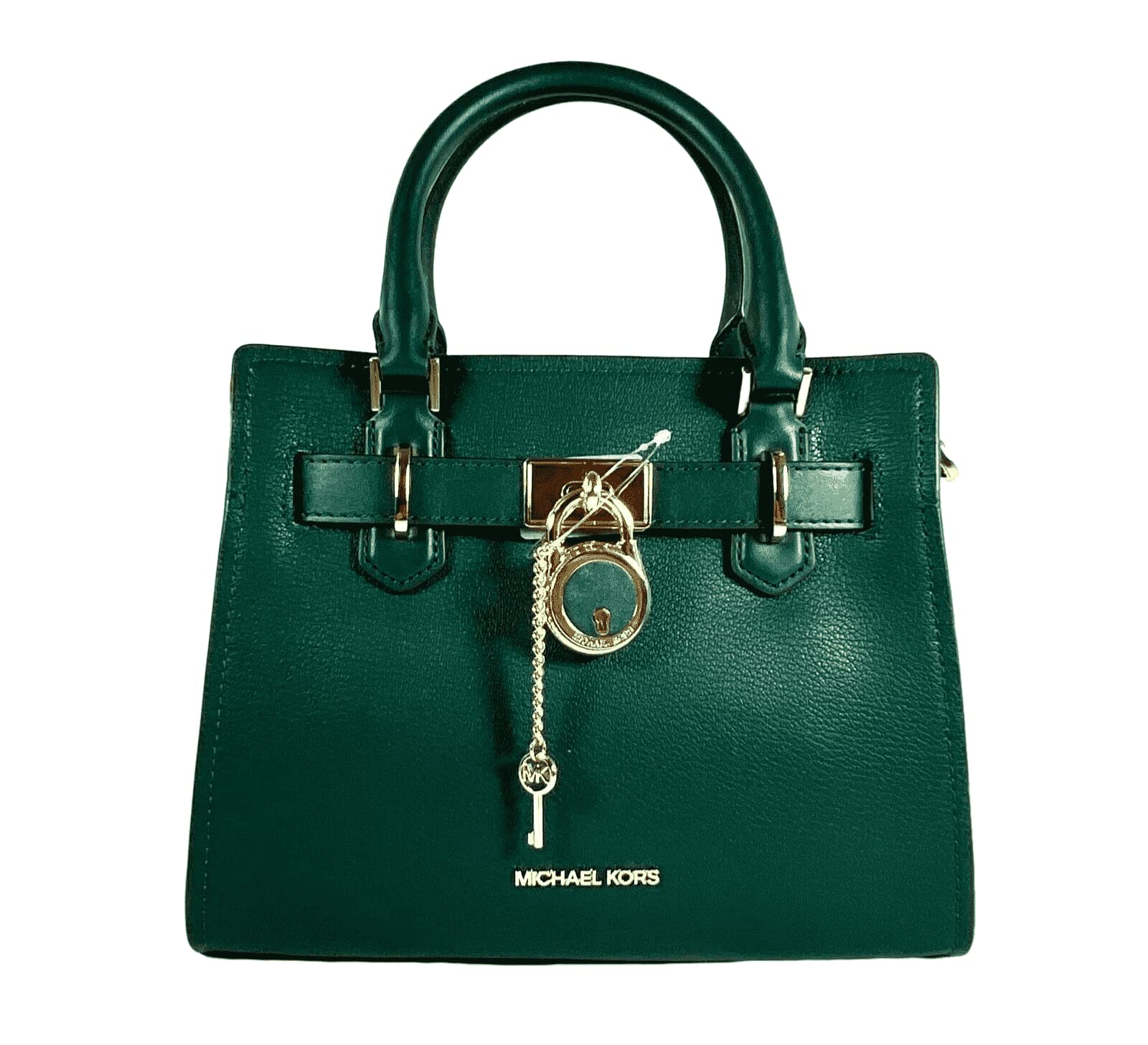 Michael Kors Hamilton Kay Lock Leather Small Satchel Crossbody Jewel Green
