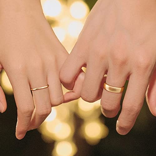 LAANSRER 2mm Titanium Ring for Women Men Dome High Polished Wedding Band Rings Gold Comfort Fit Size 4.5