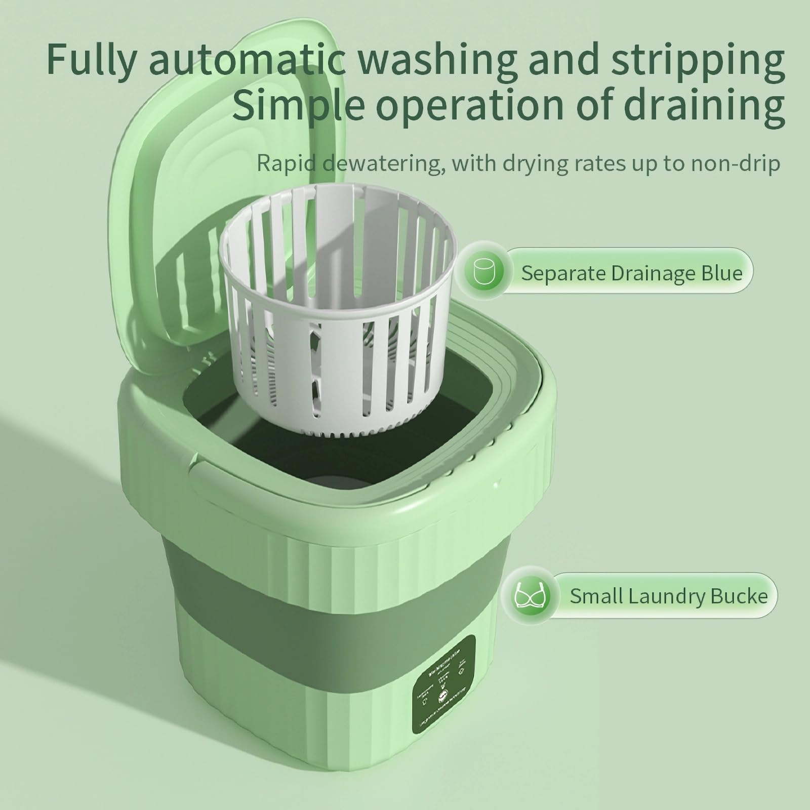 Portable Washing Machine, 10L Upgraded Foldable Mini Washer with 3 Intelligent Cleaning Modes, Folding Cloth Cleaner for Travel,Camping,Dorm,Socks,Underwear