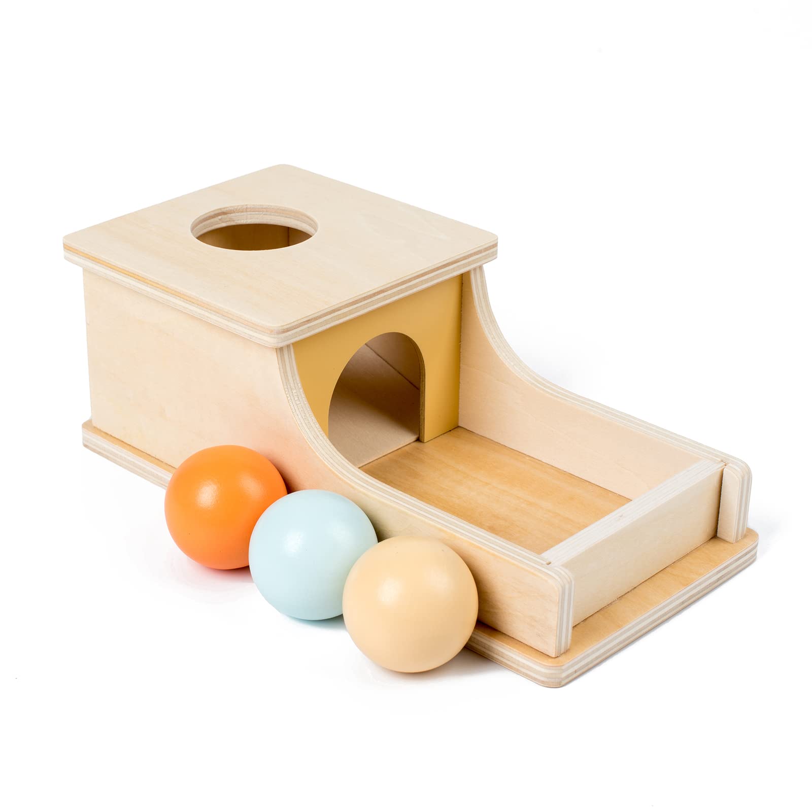 Montessori Object Permanence Box with Tray Wooden Color Ball Drop Play for 1 2 3 Year Old Toddlers Early Education